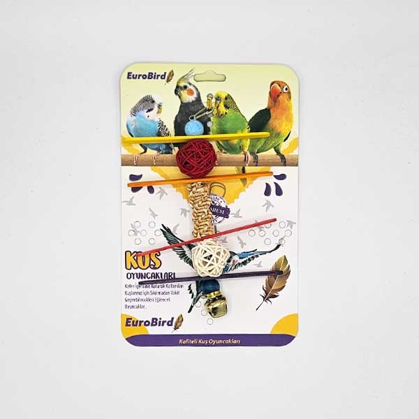 EuroBird Kuş Oyuncağı Zilli 4 Tahta 2 Top 1 Burgu Kuş Oyuncakları EuroBird