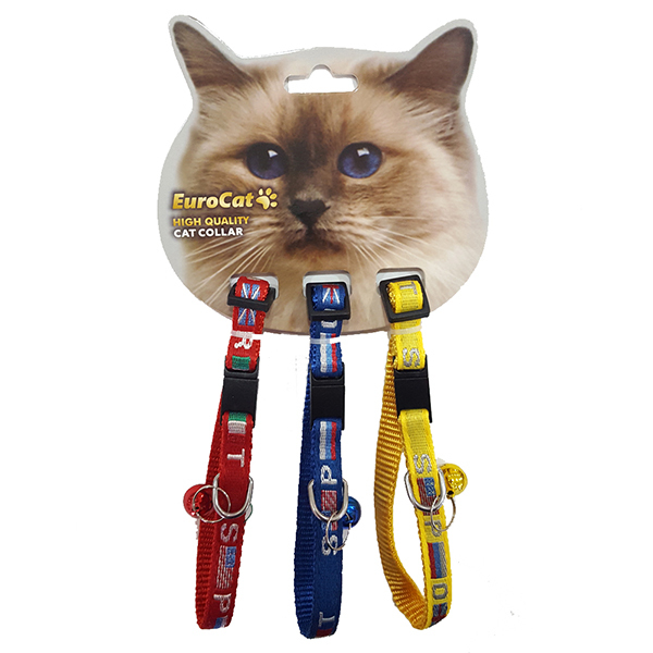 EuroCat Kedi Boy. Tas. Bayrak Des.10mm28cm (3 Lü) Kedi Boyun Tasması ...