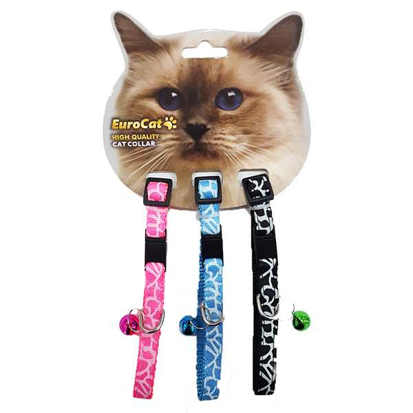 EuroCat Kedi Boy. Tas. Çizgi Des.10mm28cm (3 Lü) Kedi Boyun Tasması Eurocat