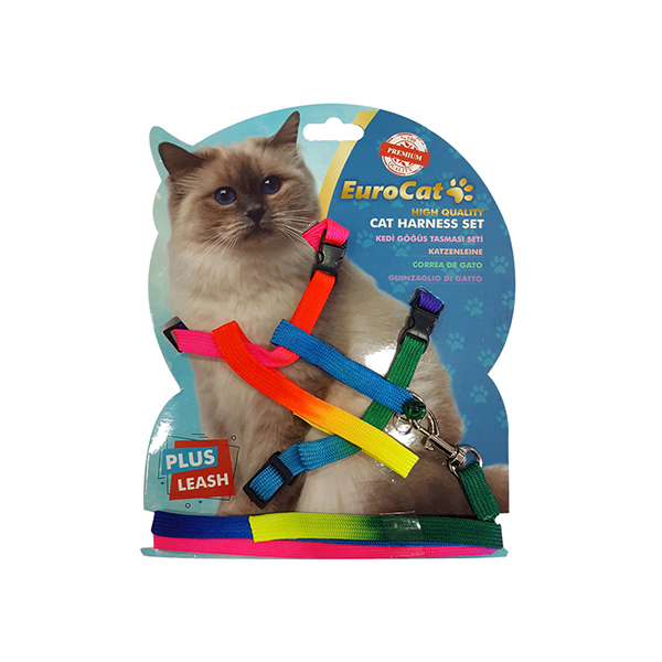 EuroCat Kedi Göğüs Tasması Gökkuşağı Desenli Kedi Göğüs Tasması Eurocat