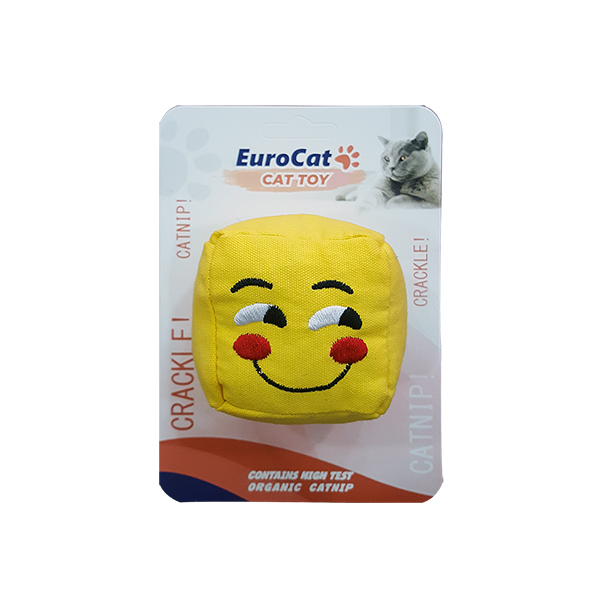 EuroCat Kedi Oyuncağı Gülen Smiley Küp 6 cm Peluş Kedi Oyuncakları Eurocat