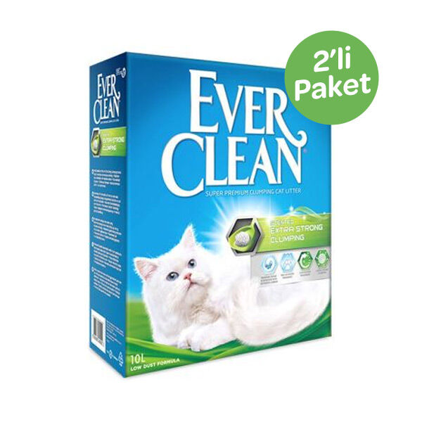 Ever Clean Extra Strong Kokulu Kedi Kumu 10 LT x 2 Adet Bentonit (Topaklanan) Kedi Kumları EverClean