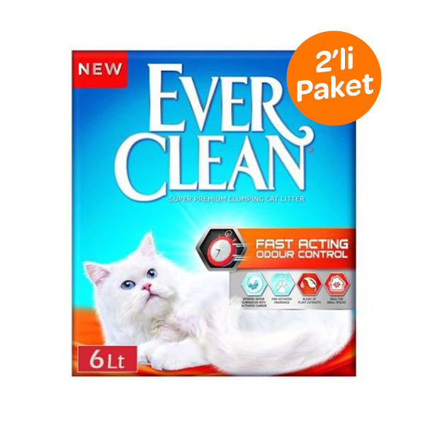 Ever Clean Fast Acting Kedi Kumu 6 Litre x 2 Adet Bentonit (Topaklanan) Kedi Kumları EverClean