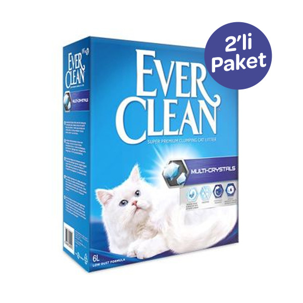 Ever Clean Multi Crystal Kedi Kumu 6 Litre x 2 Adet Bentonit (Topaklanan) Kedi Kumları EverClean