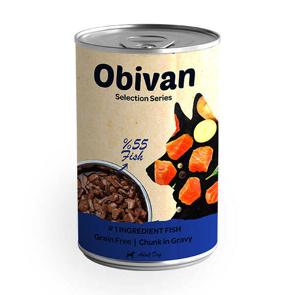 Obivan Tahılsız Parça Balıklı Soslu Köpek Konservesi 400 GR Köpek Yaş ...