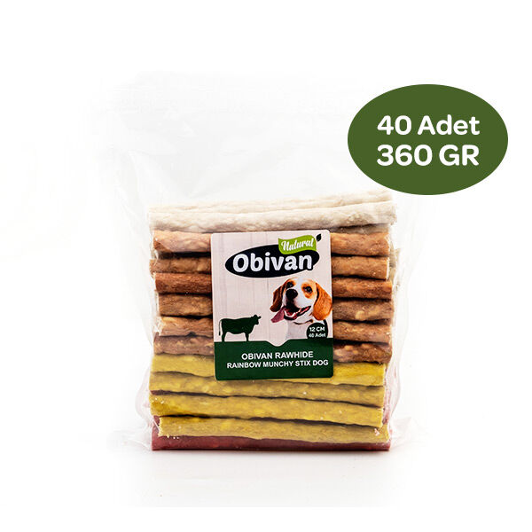 Obivan Renkli Munchy Çubuk 12 cm 40 Adet Köpek Ürünleri Obivan