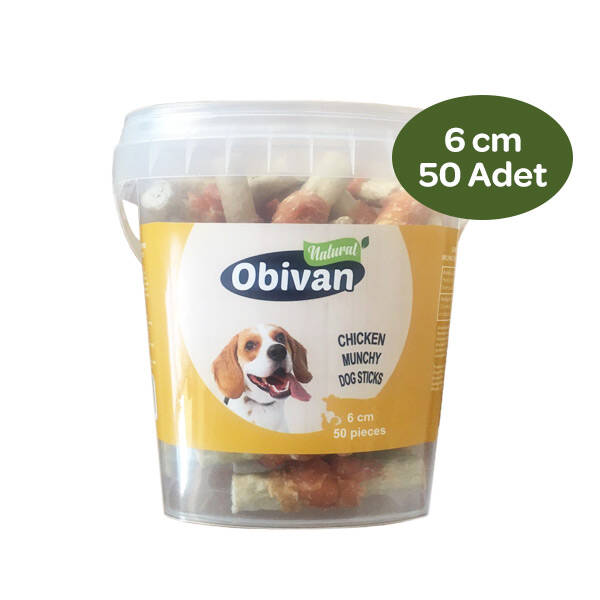 Obivan Tavuk Sargılı Munchy Çubuk 6 cm 50li Köpek Kemikleri Obivan