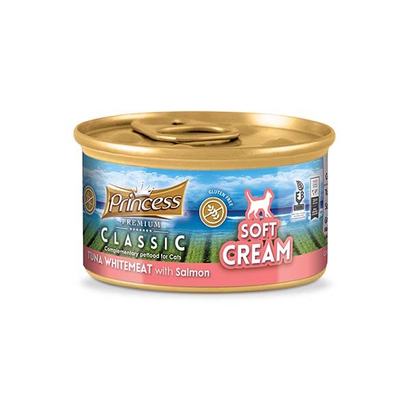 Princess Classic Soft Cream Beyaz Ton Balıklı ve Somonlu Yetişkin Kedi Sıvı Krema 50 gr Kedi Yaş ...